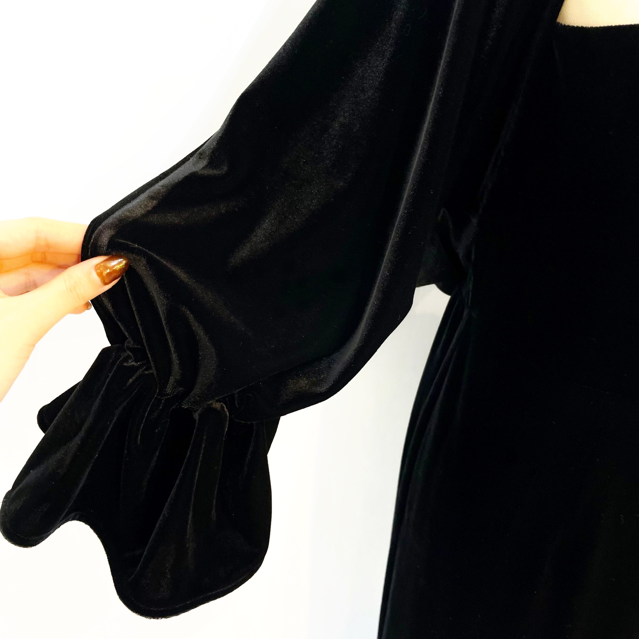 【Ameri VINTAGE】2WAY CURVE VELOURS DRESS | FIORI